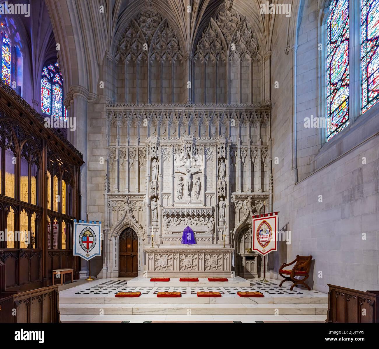 Interior view of the Washington National Cathedral at Washington DC ...