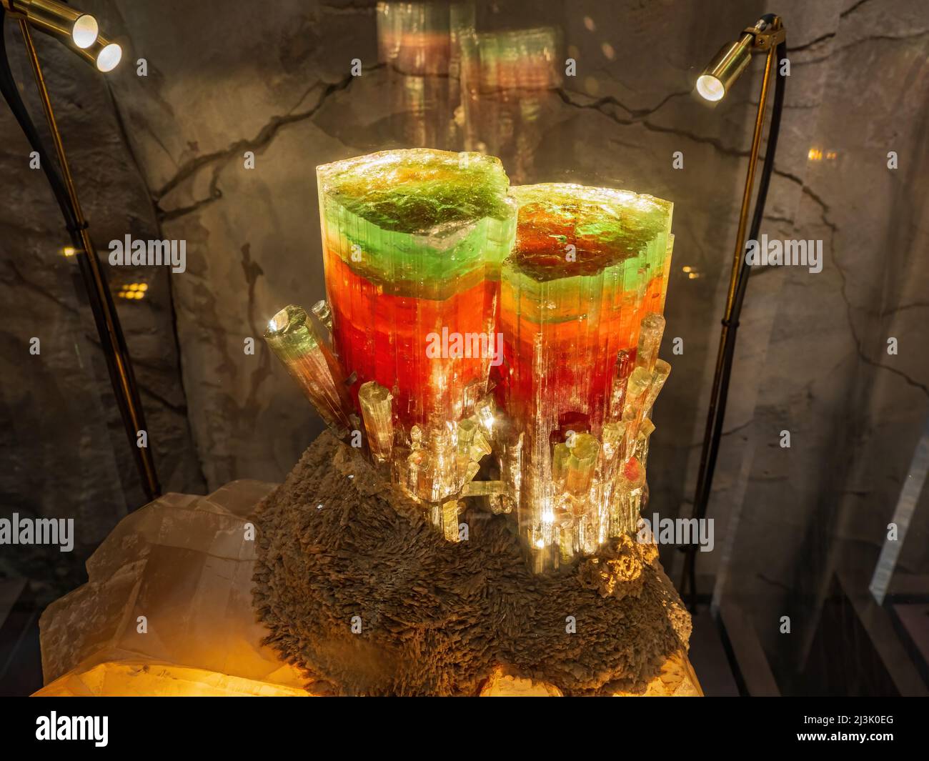 Washington DC, MAR 31 2022 - Close up shot of different mineral display ...