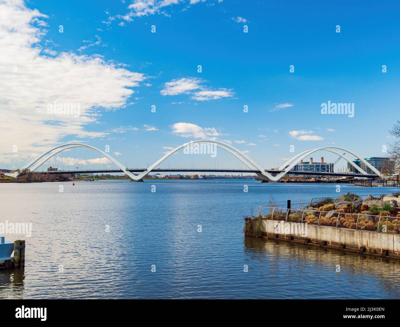 Sunny view of the Frederick Douglass Memorial Bridge at Washington DC ...