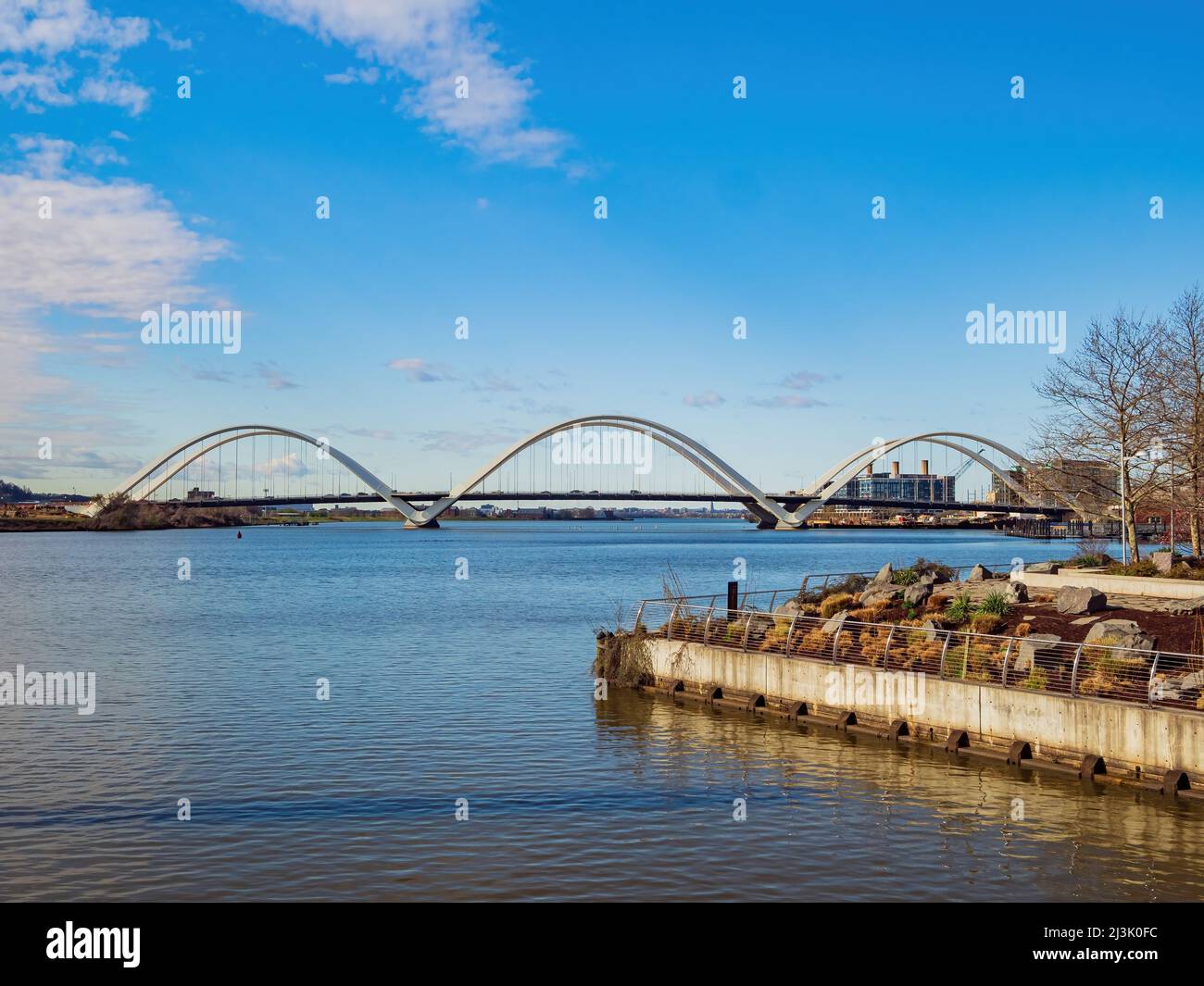 Sunny view of the Frederick Douglass Memorial Bridge at Washington DC ...