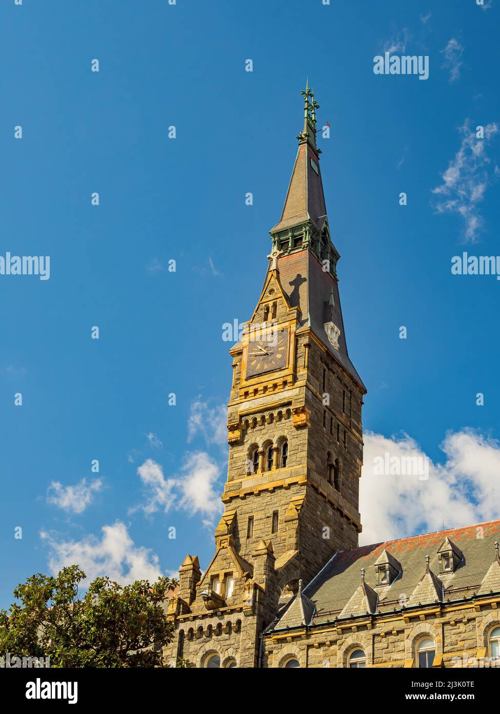 Sunny view of the Healy Hall of Georgetown University at Washington DC ...