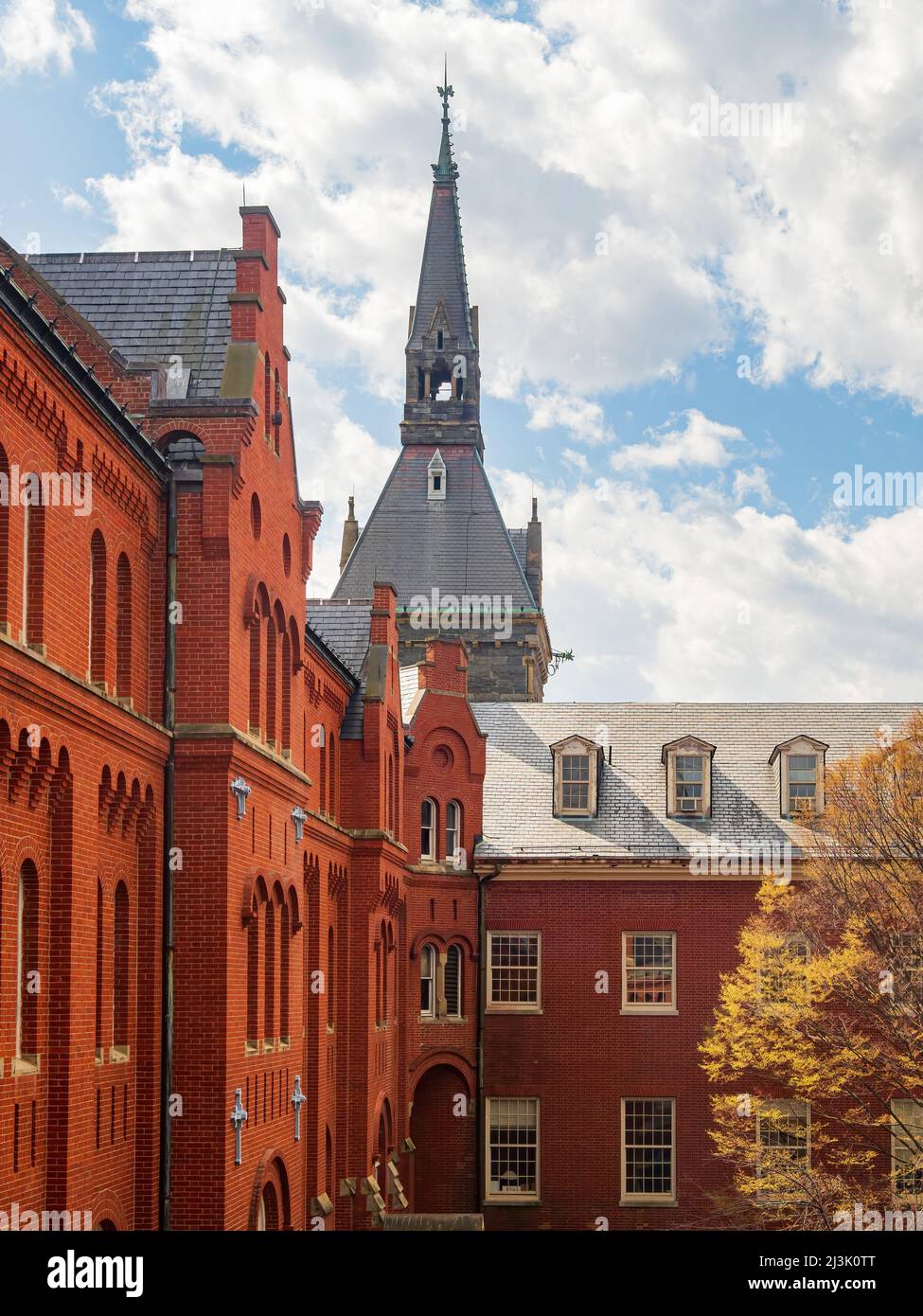 Sunny view of the Healy Hall of Georgetown University at Washington DC ...