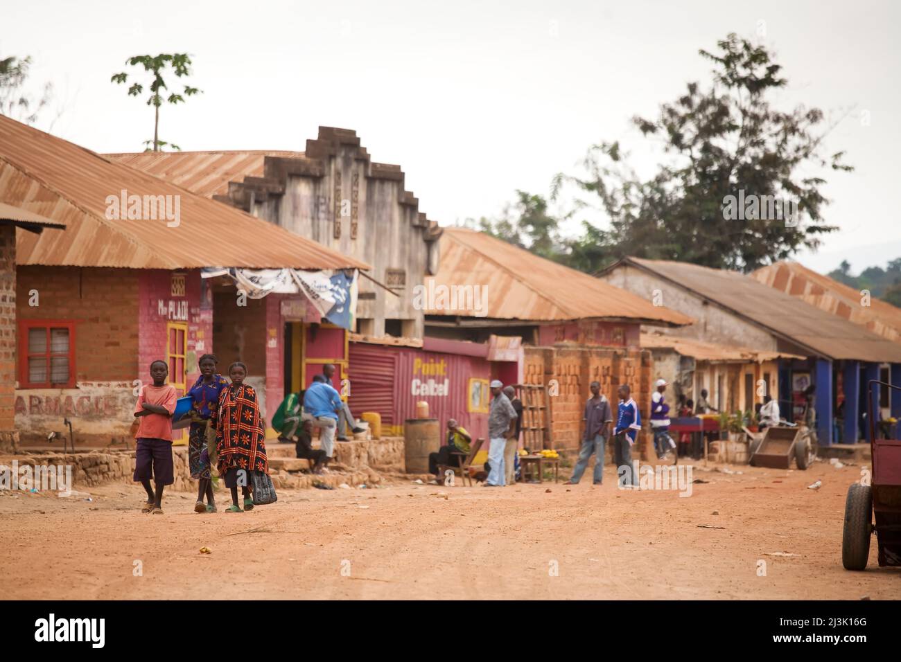 People on the main street of Luozi.; Luozi, Democratic Republic of the ...