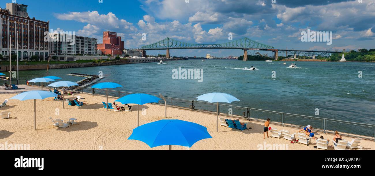 Montreal Clock Tower beach on the Saint Lawrence River; Montreal ...