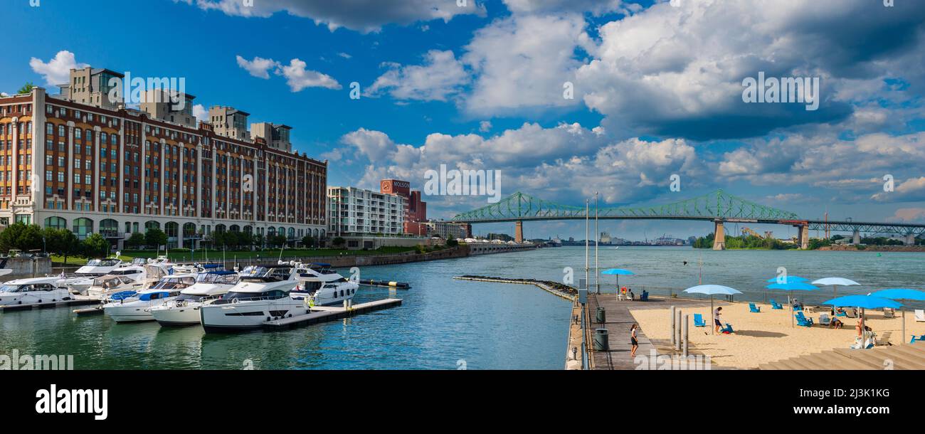 Montreal Clock Tower beach on the Saint Lawrence River; Montreal ...