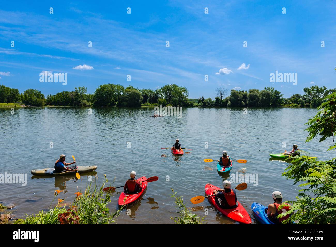 Kayaking on the St. Lawrence River in Montreal; Montreal, Quebec ...