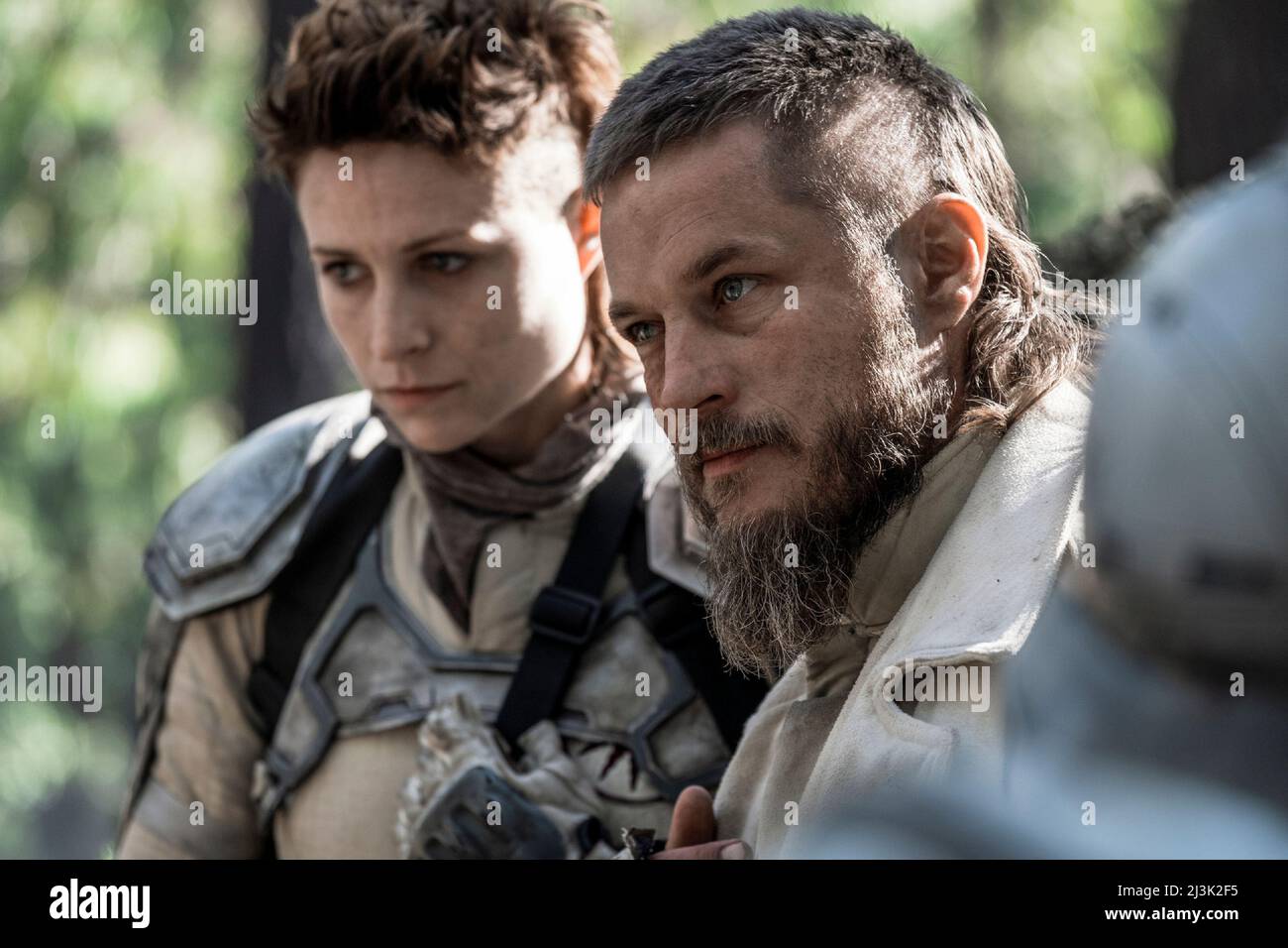 Niamh Algar, Travis Fimmel, "Raised By Wolves" (2020). Photo credit ...