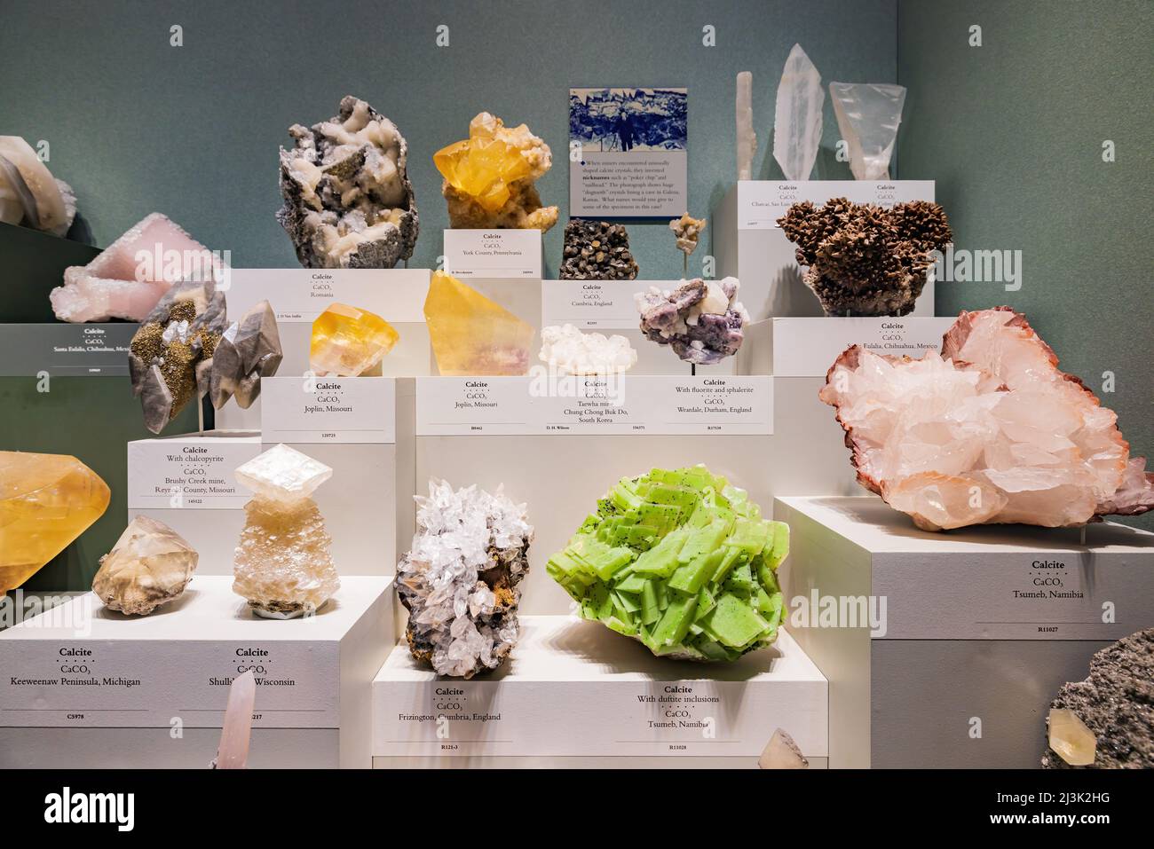 Washington DC, MAR 31 2022 - Close up shot of different mineral display ...