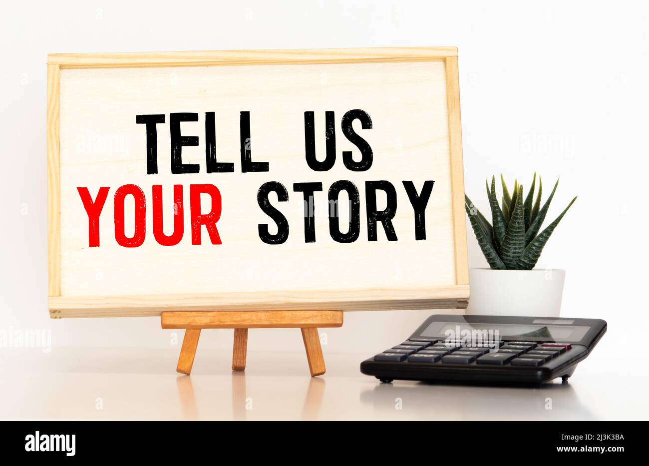 Tell us your story text Stock Photo - Alamy
