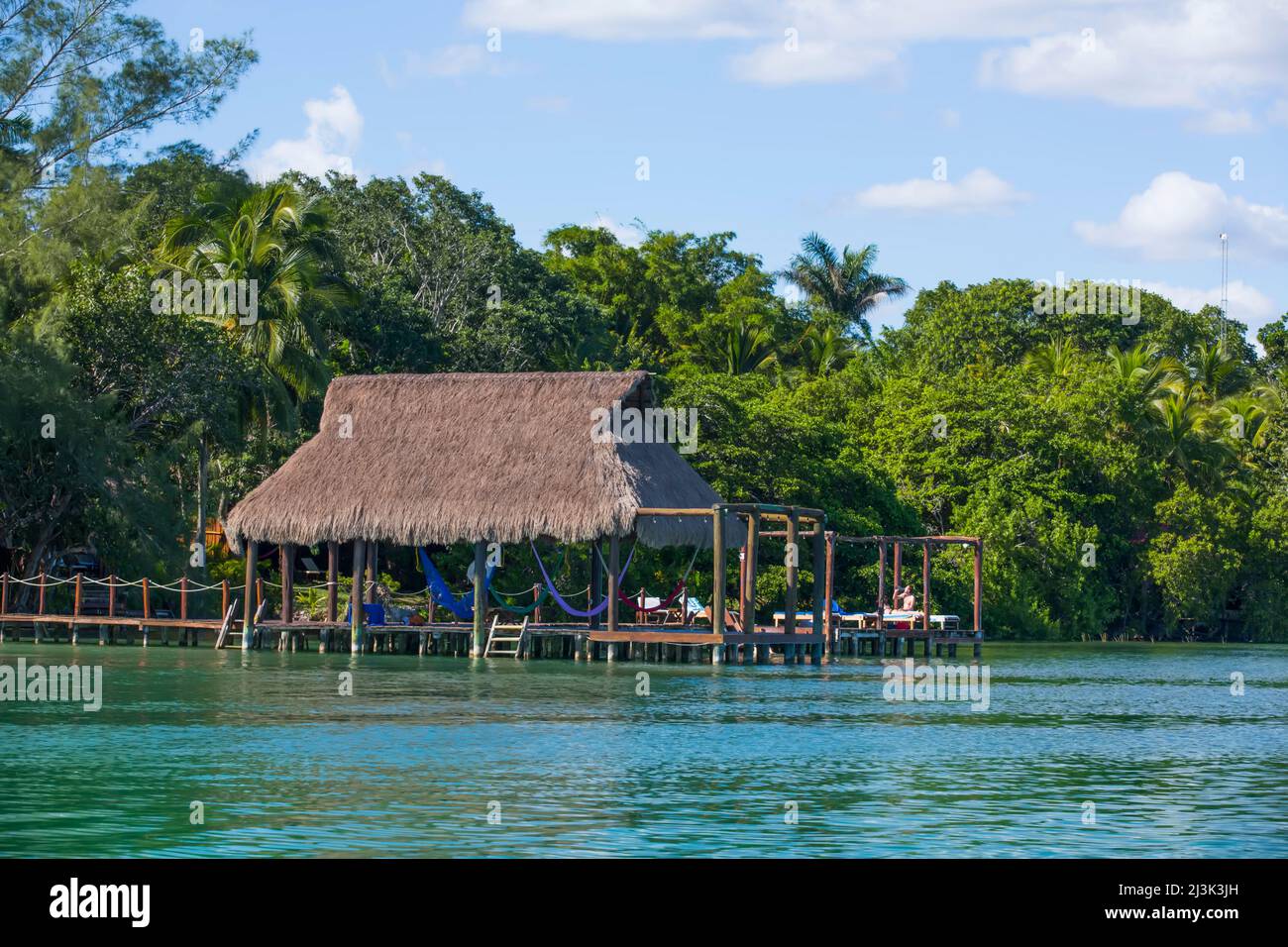 Dock on the Bacalar Lagoon, Mexico; Bacalar, Quintana Roo State, Mexico ...