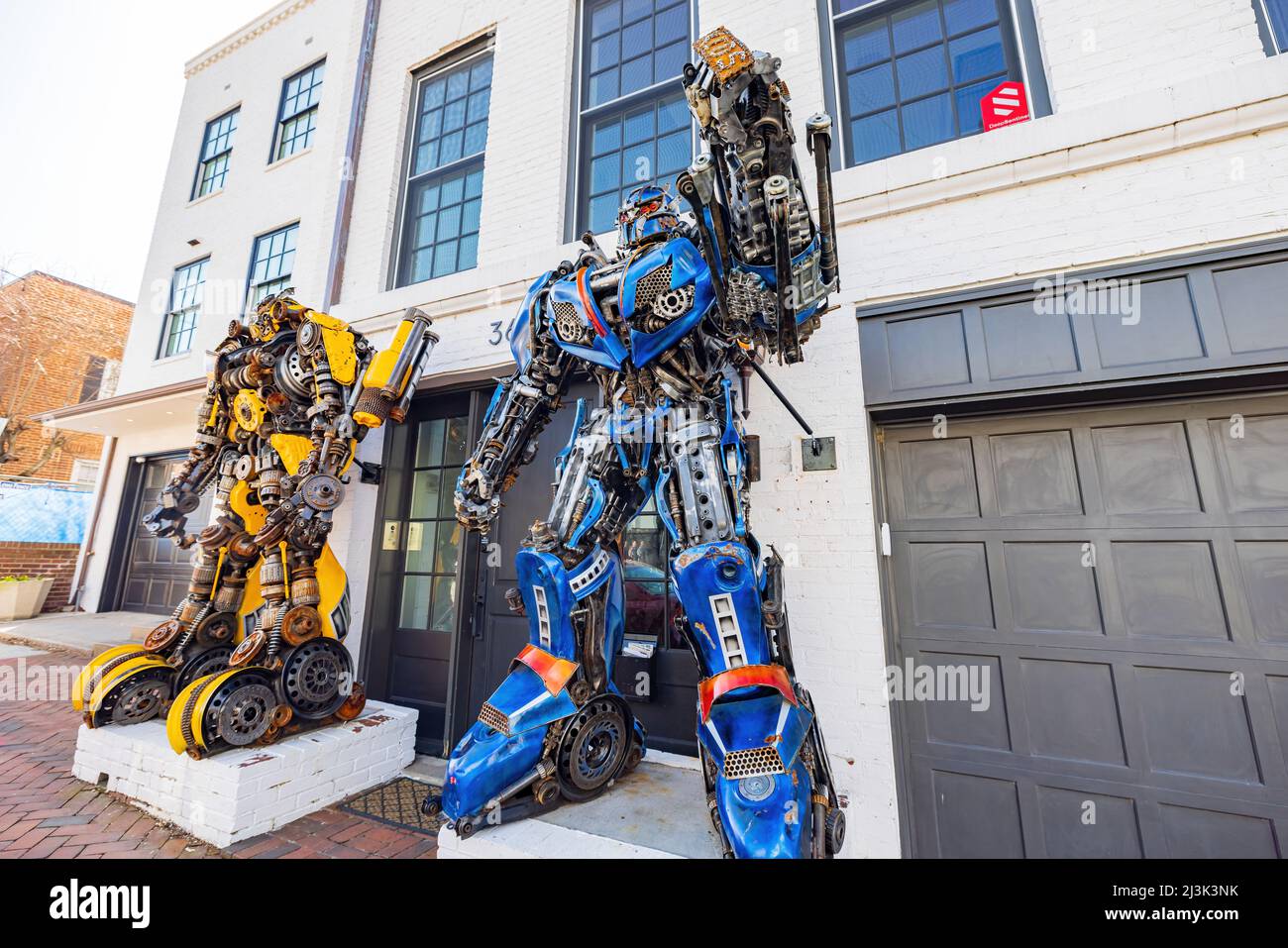 Washington DC, APR 3 2022 - Two huge Transformers in front of a house ...