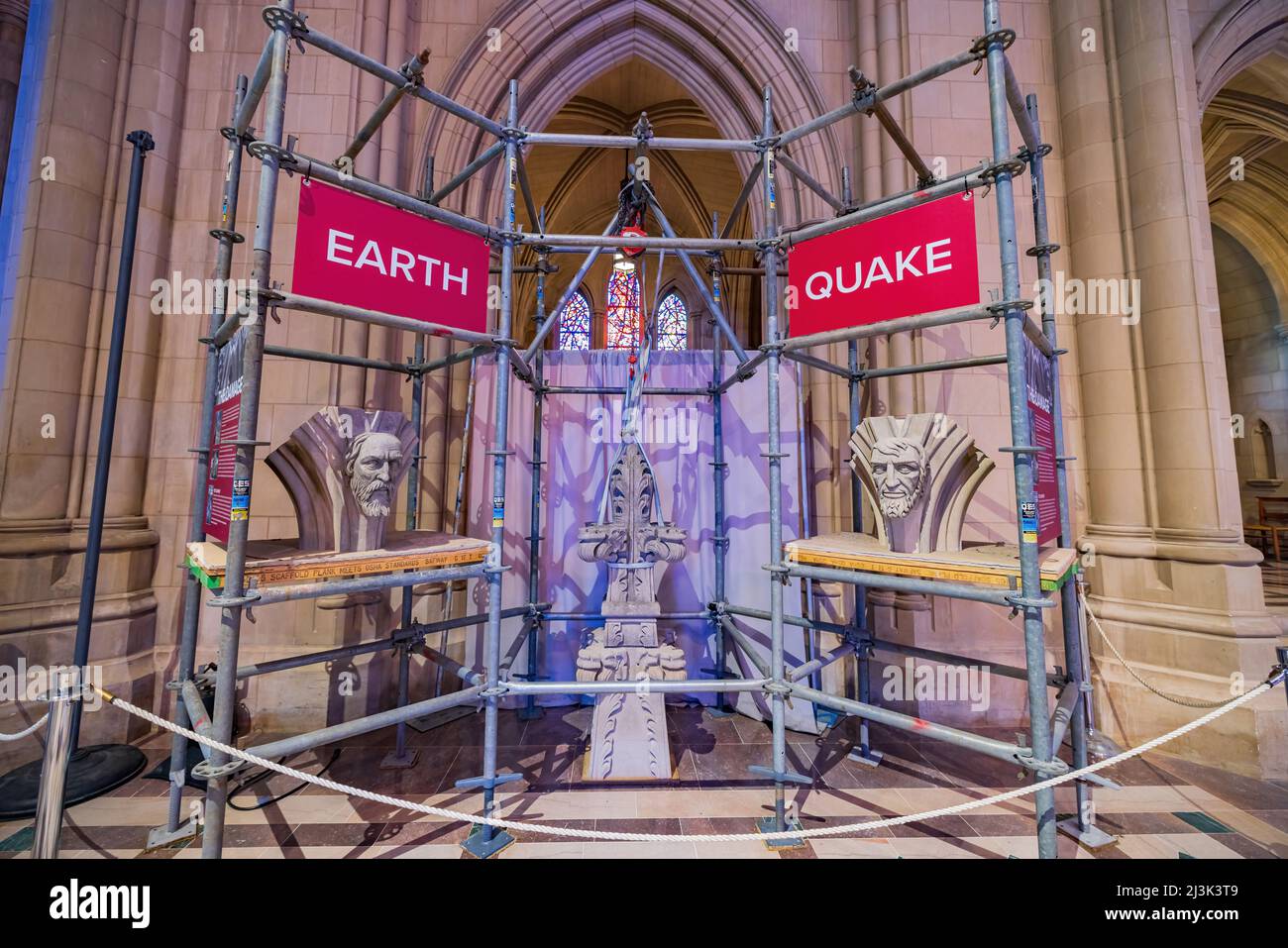 Washington DC, APR 3 2022 - Earthquake damaged parts display in the ...
