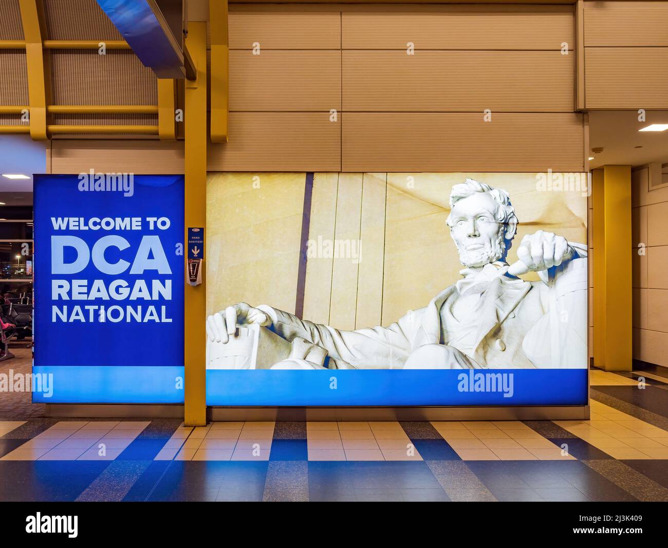 Washington DC, MAR 29 2022 - Night view of the Reagan National airport ...