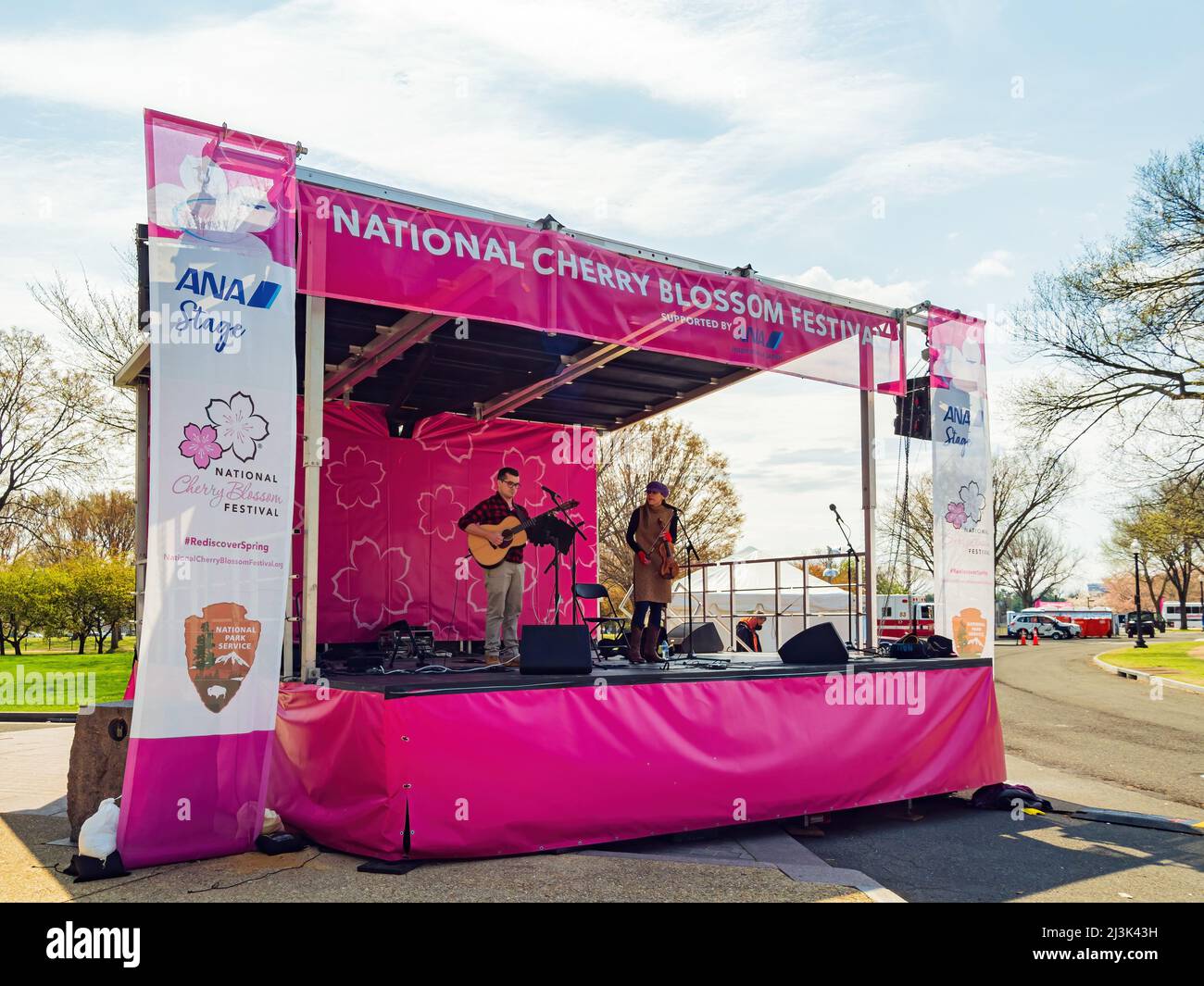 Washington DC, MAR 30 2022 - Singer singing in the stage of National ...