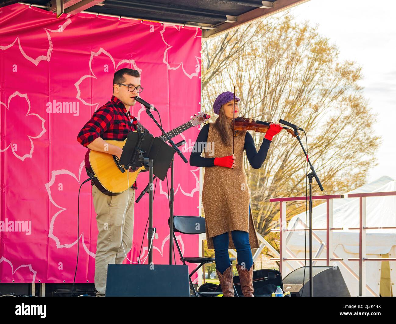 Washington DC, MAR 30 2022 - Singer singing in the stage of National ...