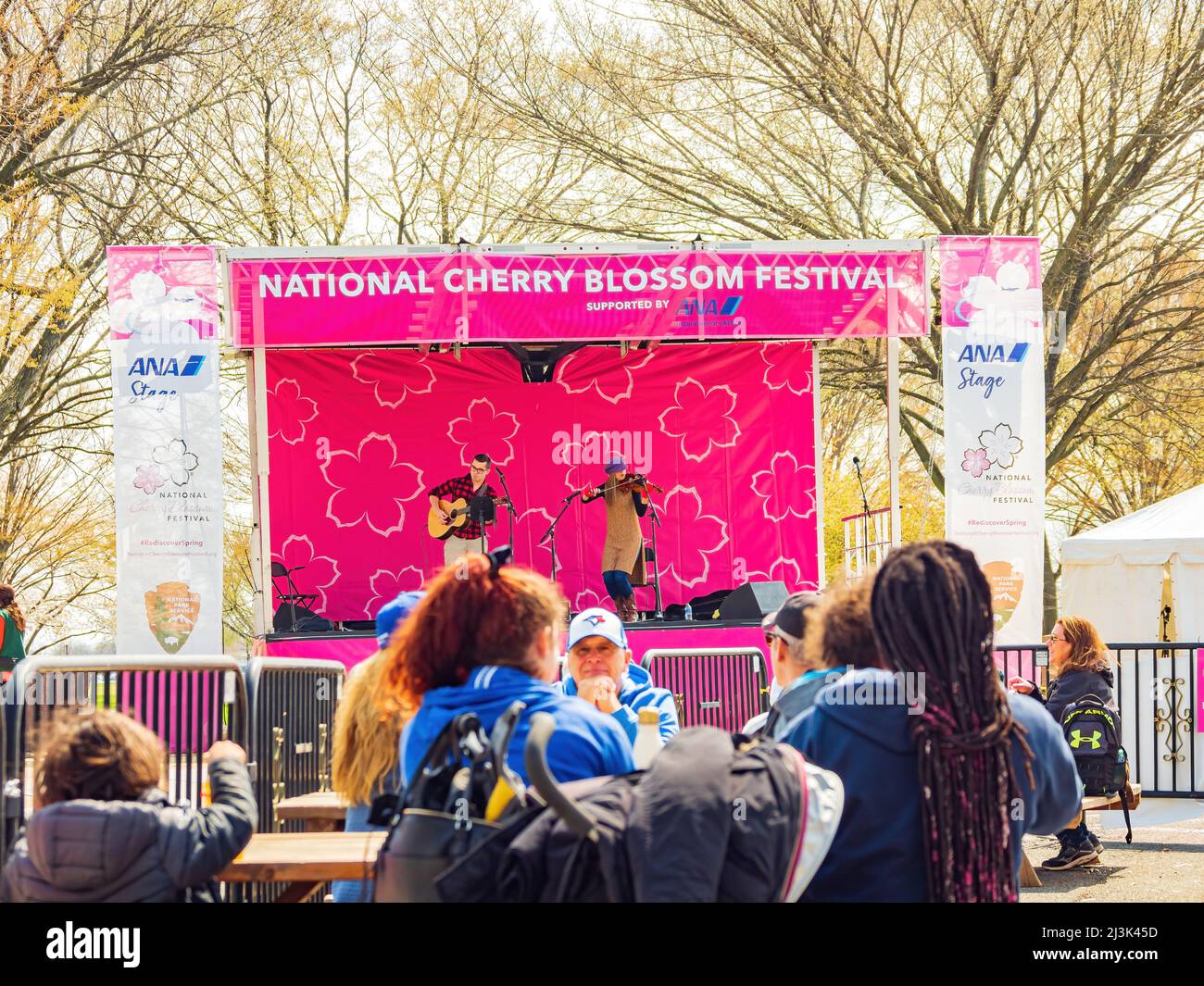 Washington DC, MAR 30 2022 - Singer singing in the stage of National ...