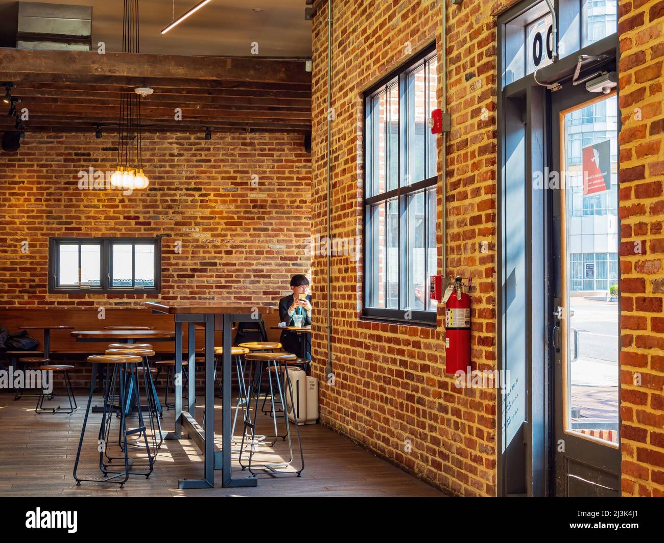 Washington DC, APR 4 2022 - Interior view of the La Colombe coffee shop ...