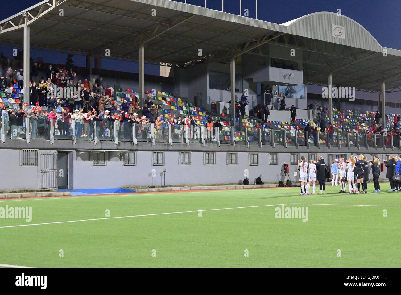 Fans of Denmark in the grandstand at the end of the UEFA womens world ...