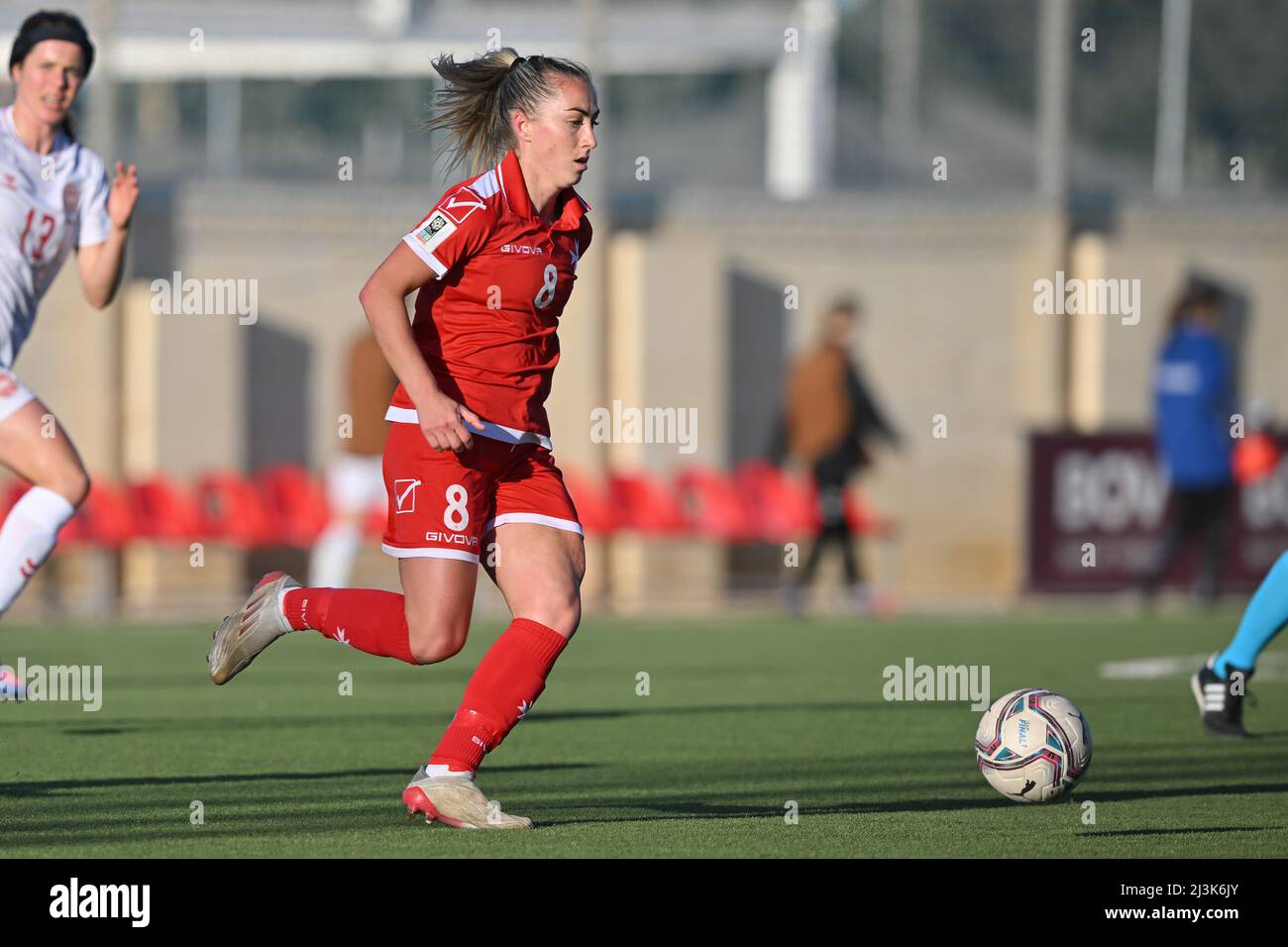 Rachel Cuschieri (#8 Malta) during the UEFA womens world cup qualifying ...