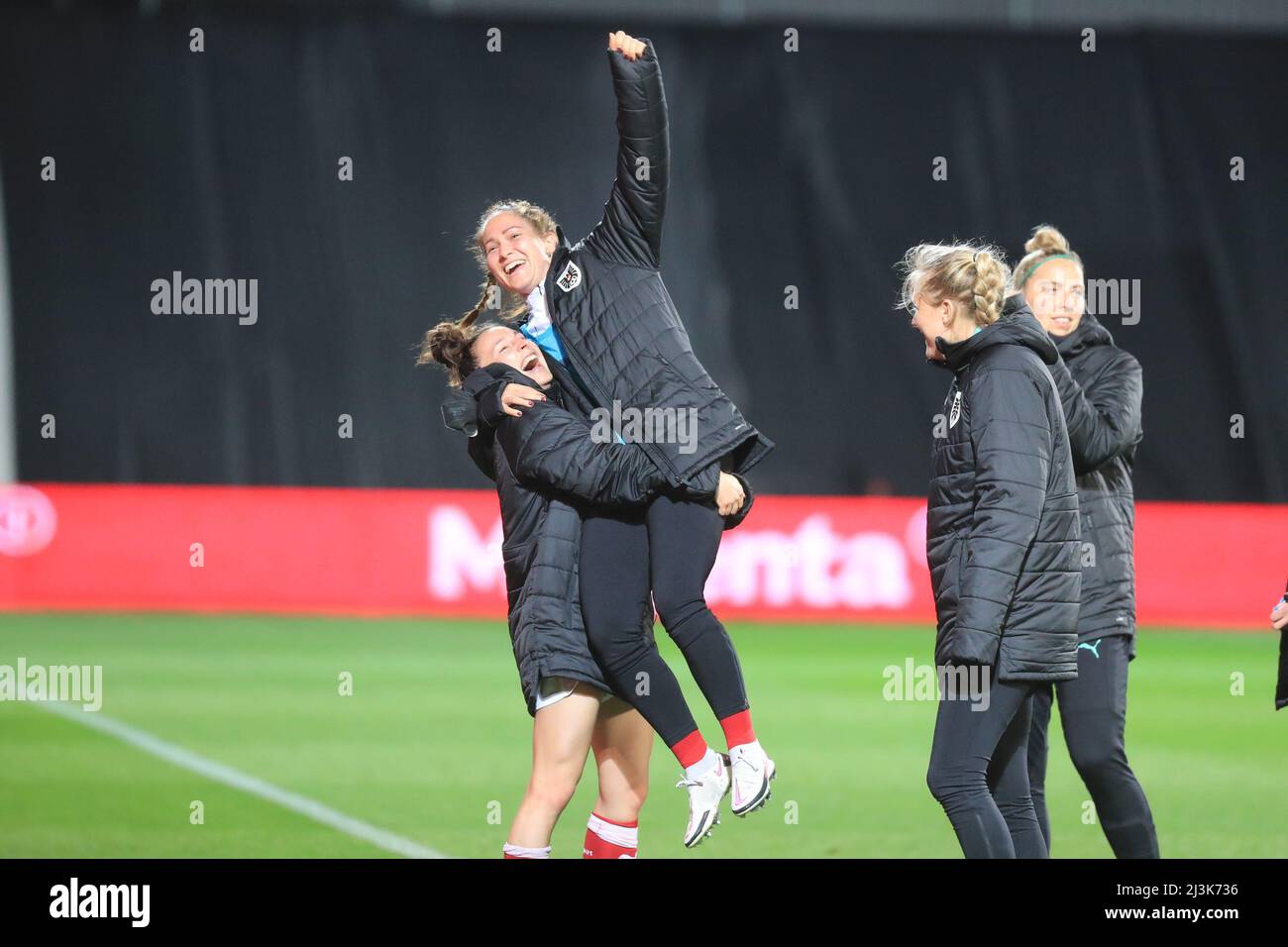 Barbara Duunst and Jasmin Eder celebrating after the FIFA WWC 2023 ...