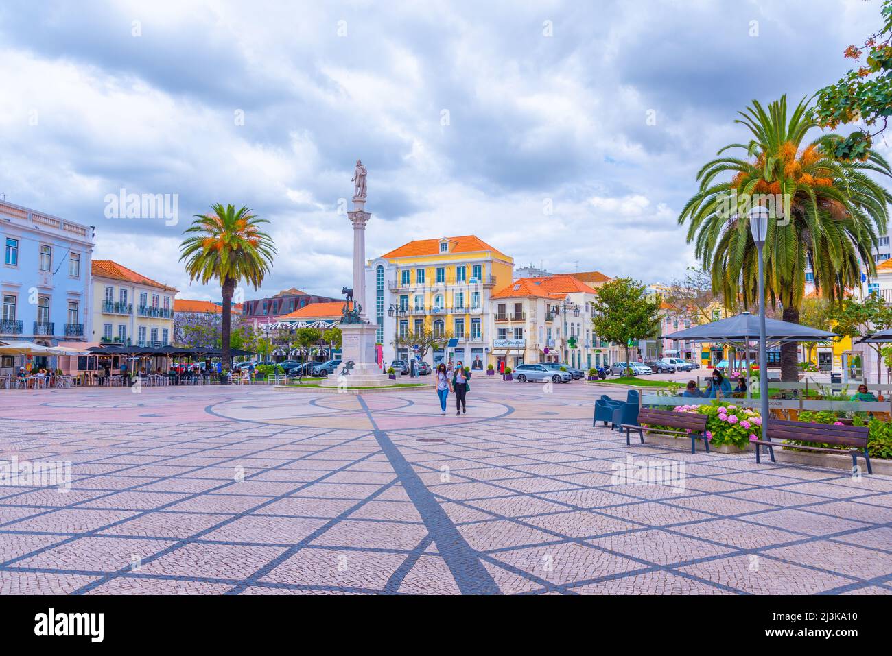 Setubal, Portugal, June 21, 2021: Praca de Bocage square at the old ...