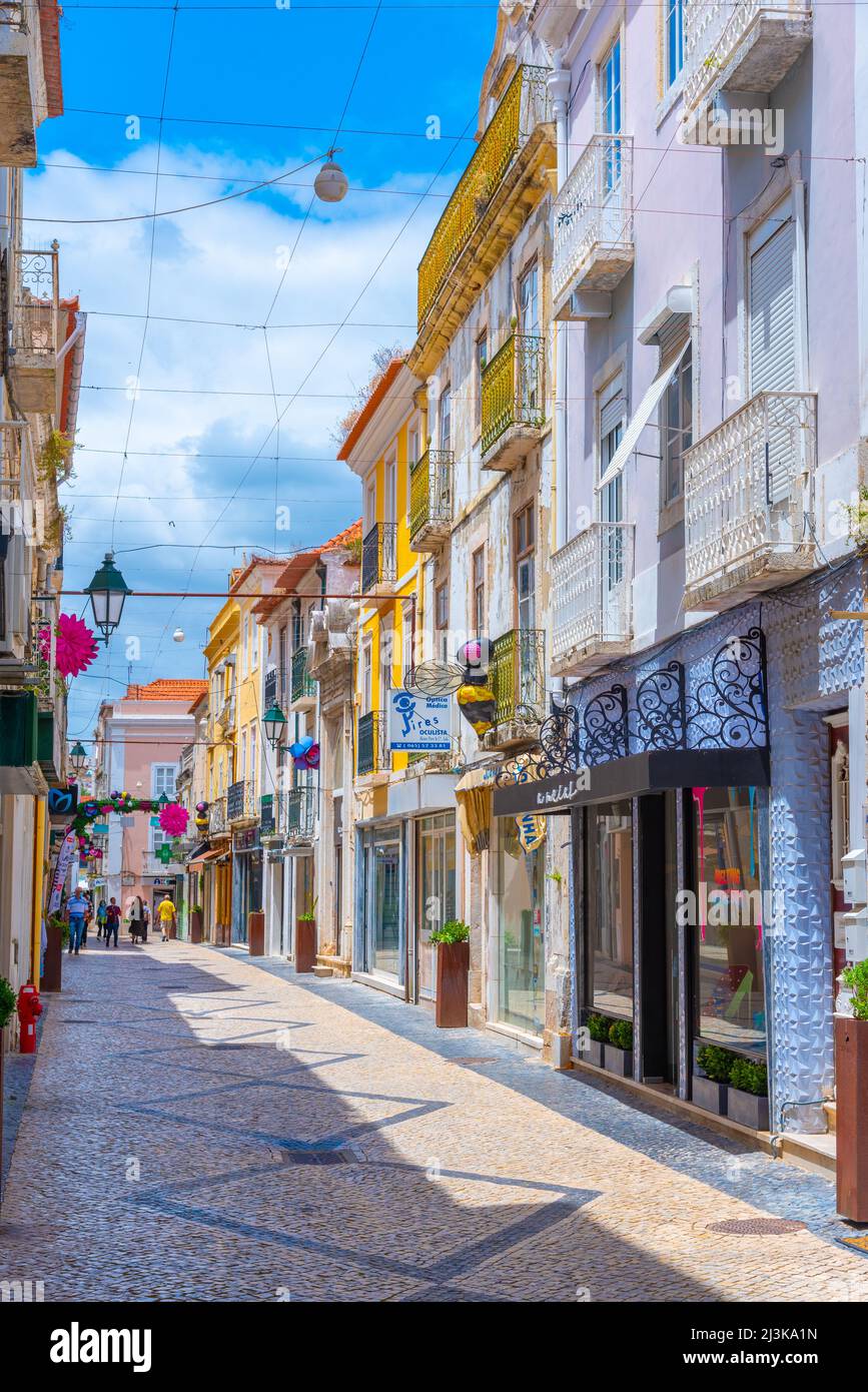 Setubal, Portugal, June 21, 2021: Narrow street of the old town at ...