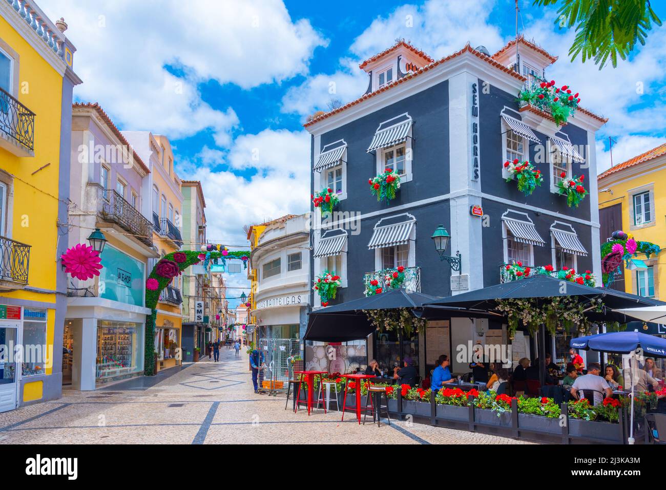 Setubal, Portugal, June 21, 2021: Narrow street of the old town at ...