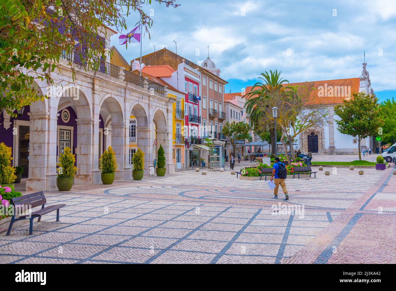 Setubal, Portugal, June 21, 2021: Praca de Bocage square at the old ...