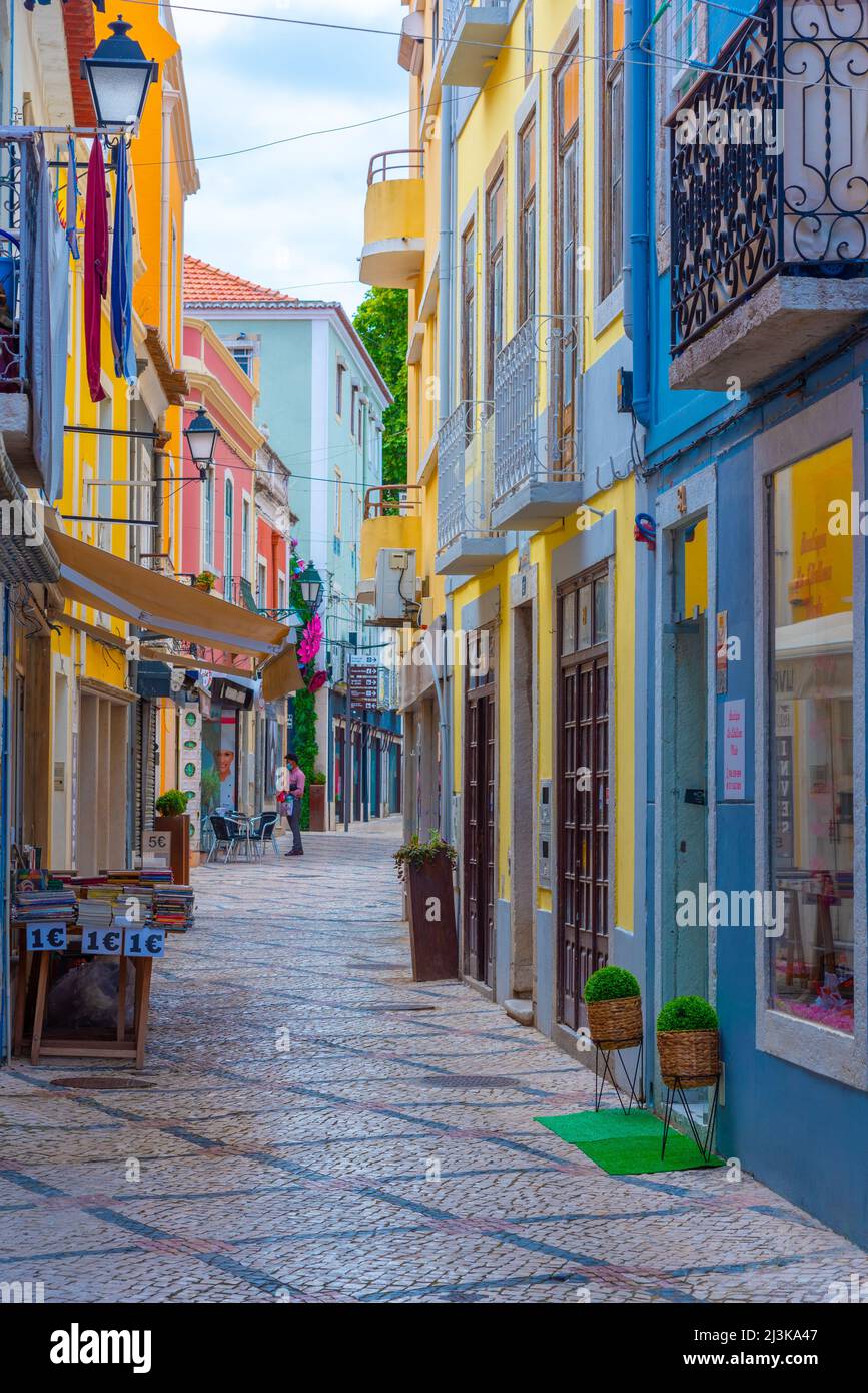 Setubal, Portugal, June 21, 2021: Narrow street of the old town at ...