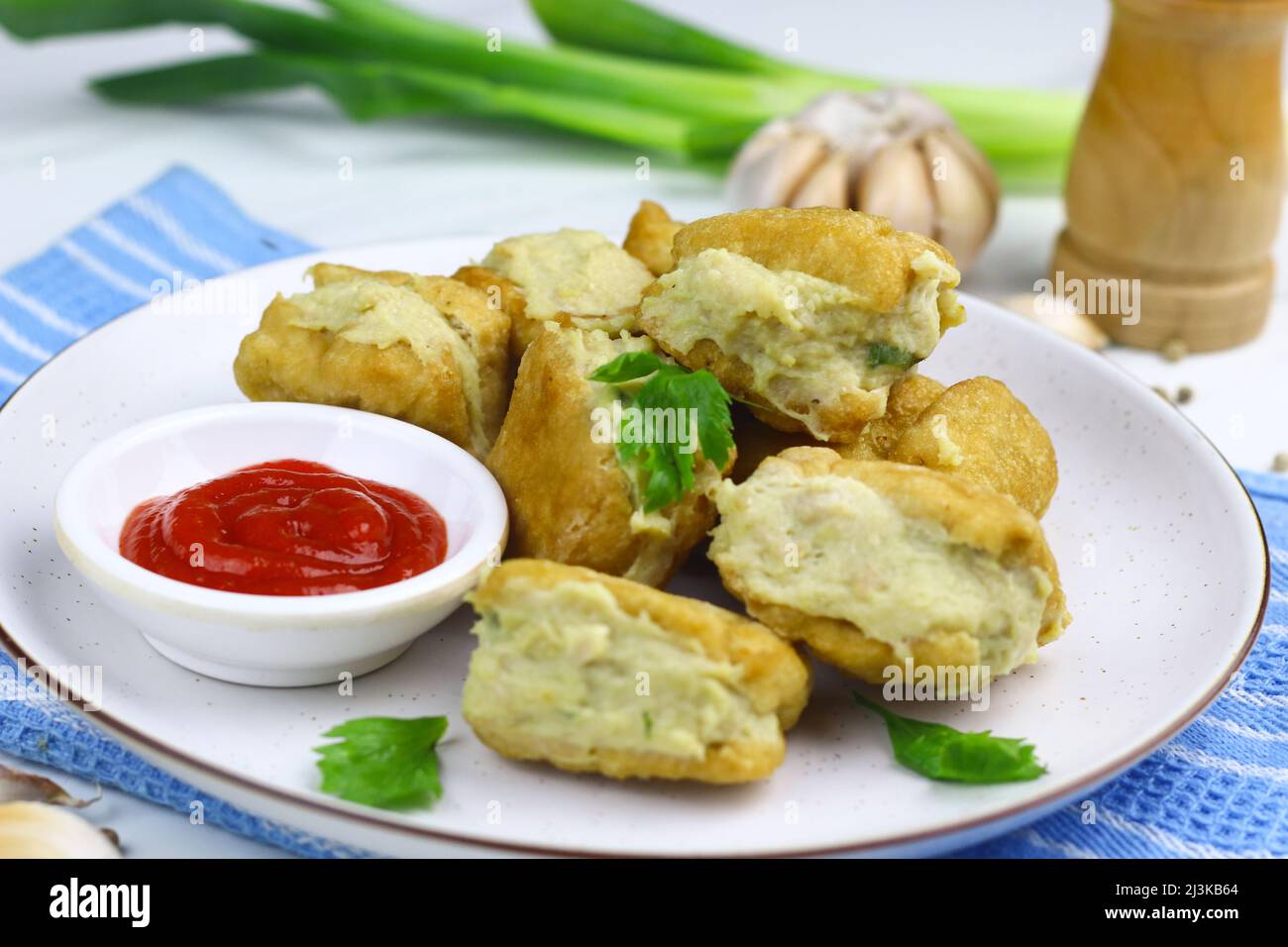 Tahu Bakso, Indonesian traditional snack made from tofu, chicken or ...