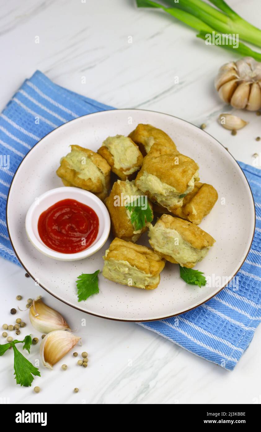 Tahu Bakso, Indonesian traditional snack made from tofu, chicken or ...