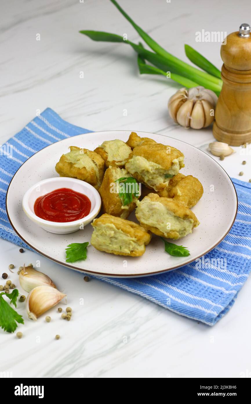 Tahu Bakso, Indonesian traditional snack made from tofu, chicken or ...