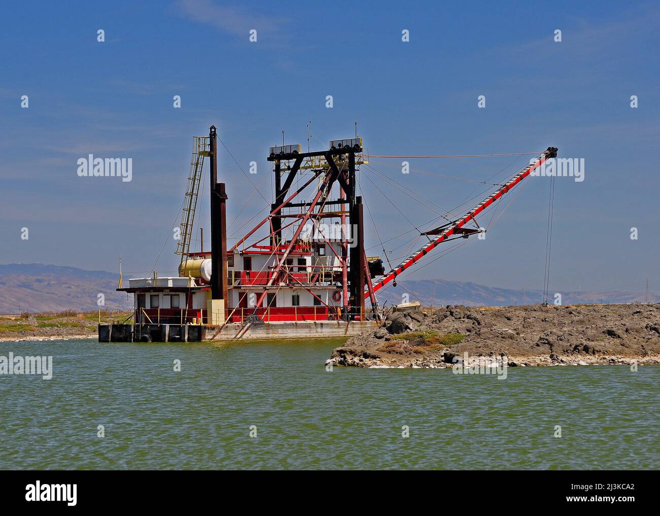 Dredge on East side of San Francisco Bay, near the Dumbarton Bridge ...