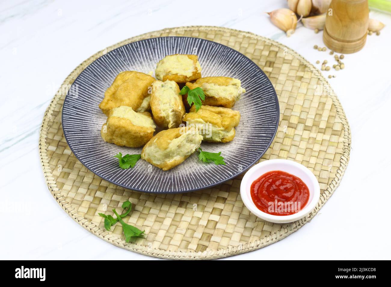 Tahu Bakso, Indonesian traditional snack made from tofu, chicken or ...