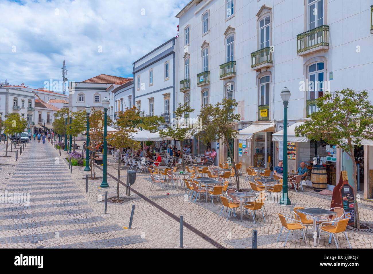 Tavira, Portugal, June 18, 2021: Main square of the old town at ...