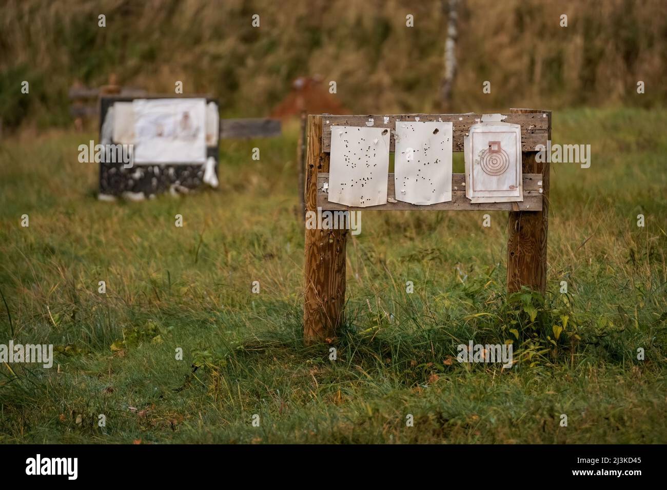 Shooting training camp with target in the forest Stock Photo - Alamy