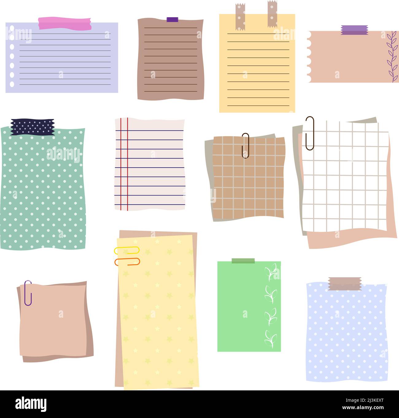 Sheets for notes with a paper clip, adhesive tape Stock Vector Image ...