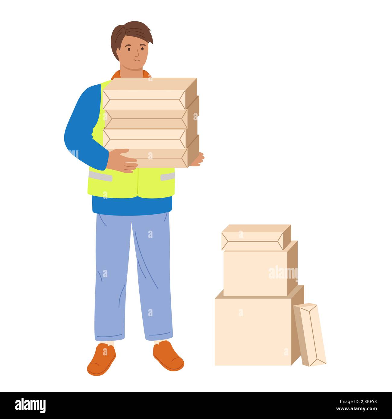 Volunteers with donations volunteering concept. Man handing box with ...