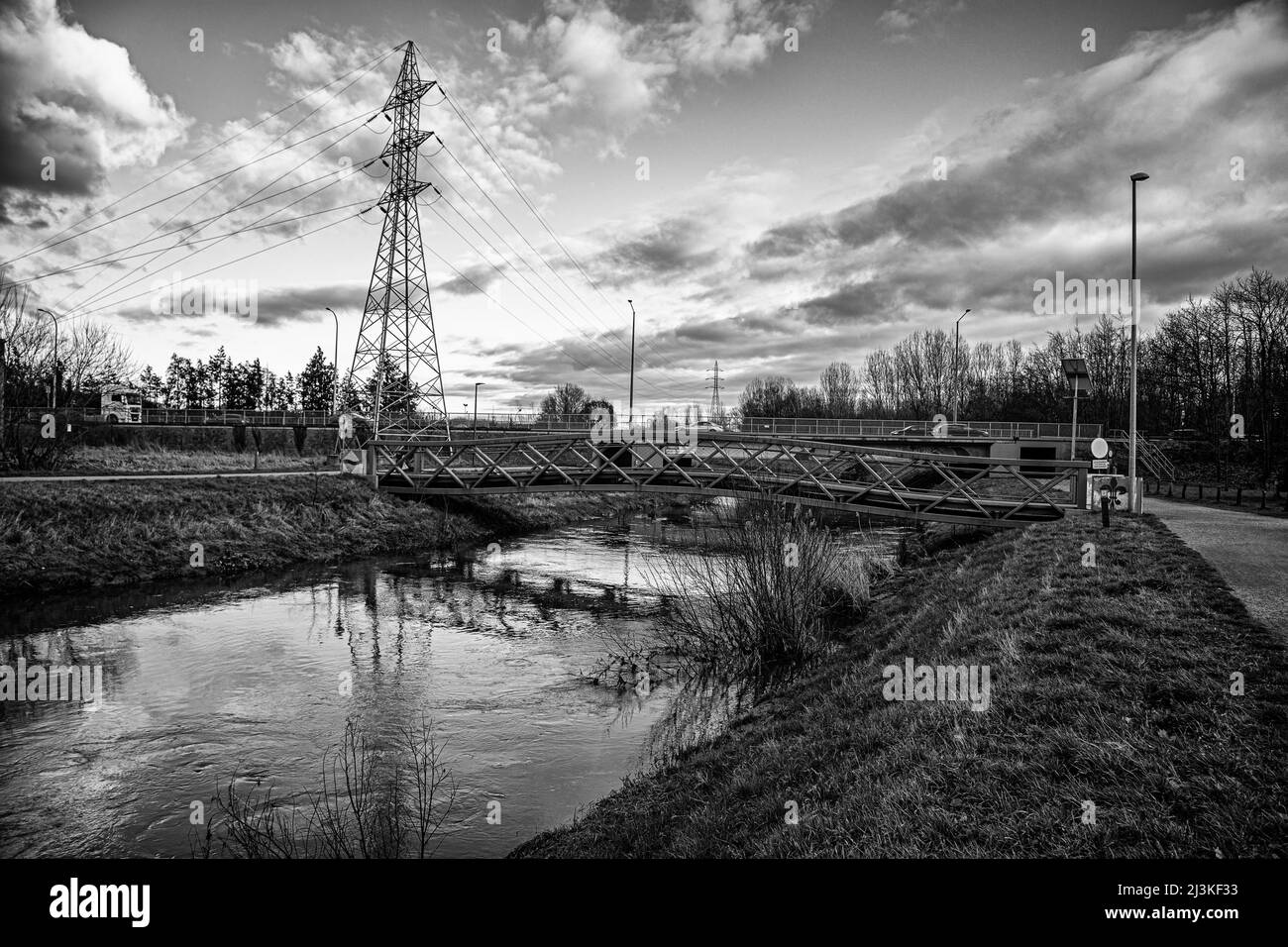 Concrete pedestrian bridge texture Black and White Stock Photos ...