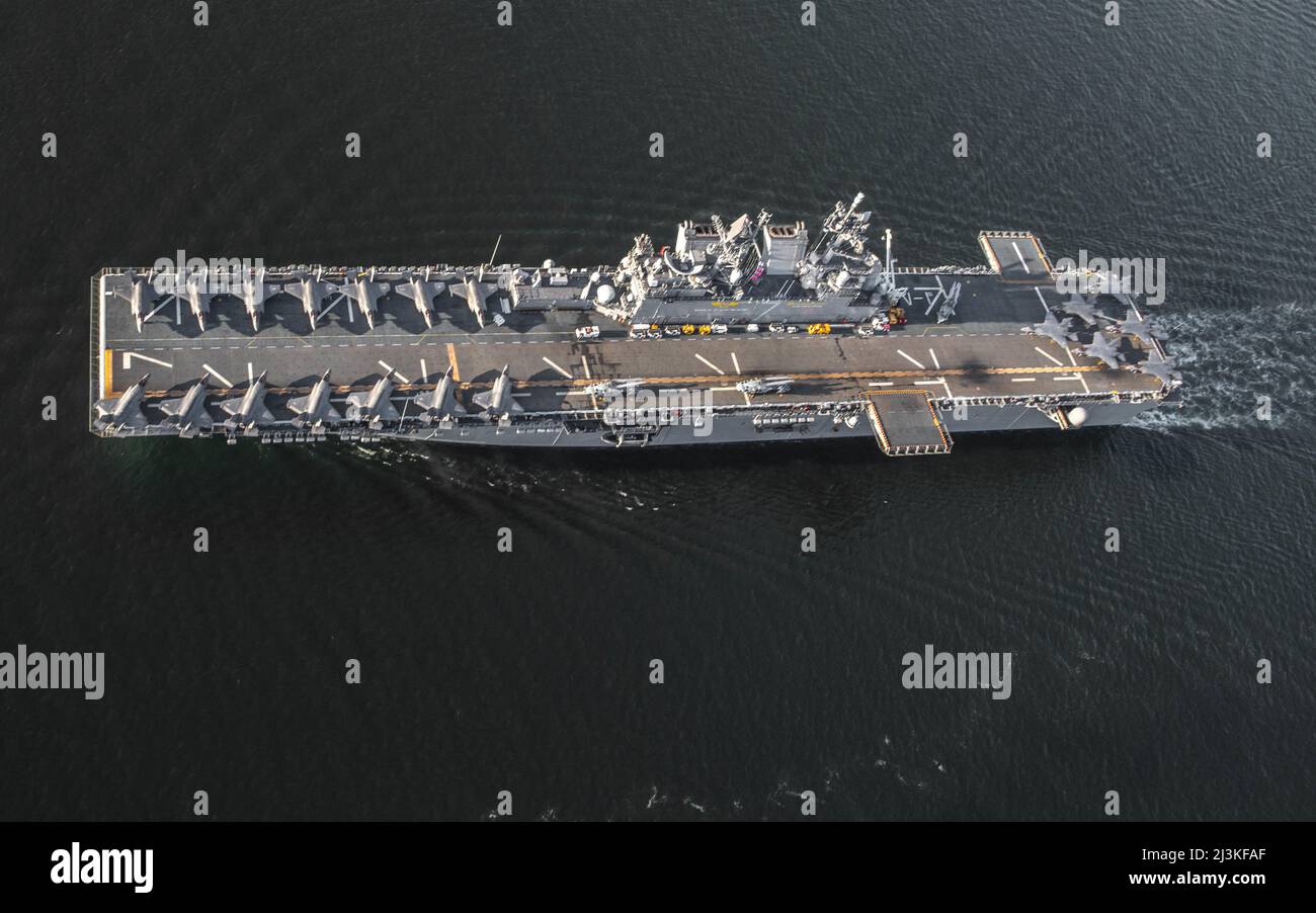 Amphibious assault ship USS Tripoli (LHA- 7) , departs Naval Air ...