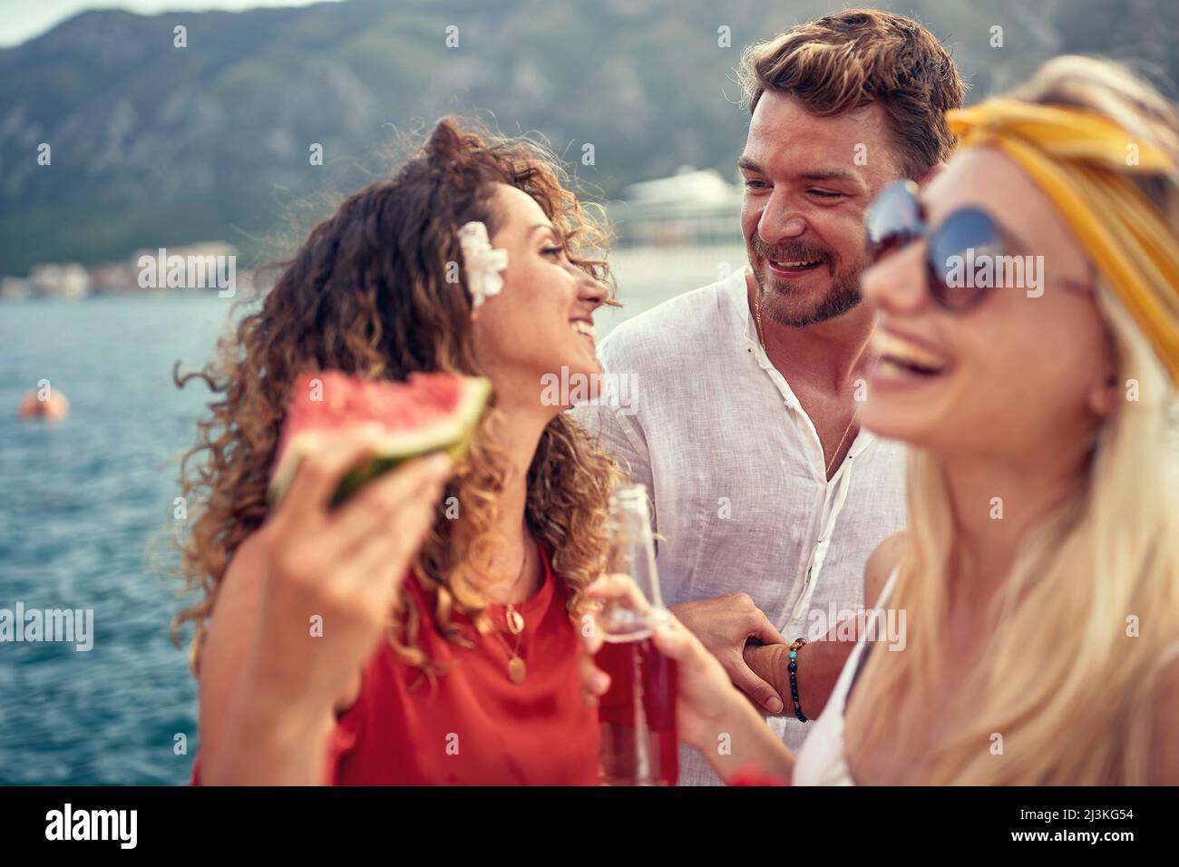 Beautiful happy young woman eating hi-res stock photography and images ...