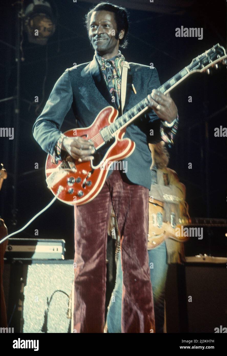 Chuck Berry performs in concert during the 1970's Credit: Jeffrey Mayer ...