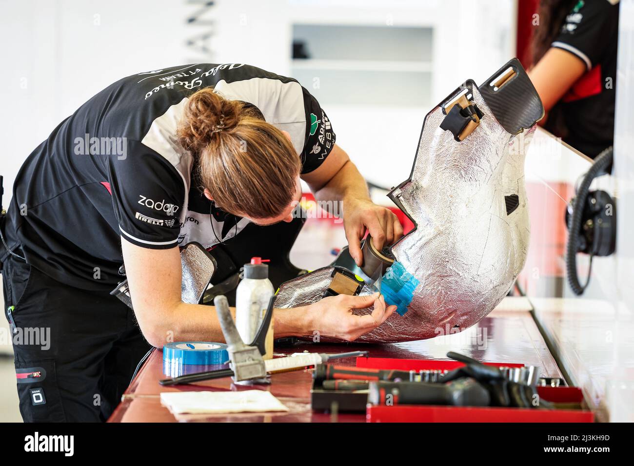 Rome, Italy. 09th Apr, 2022. Alfa Romeo F1 Team ORLEN, mechanics ...
