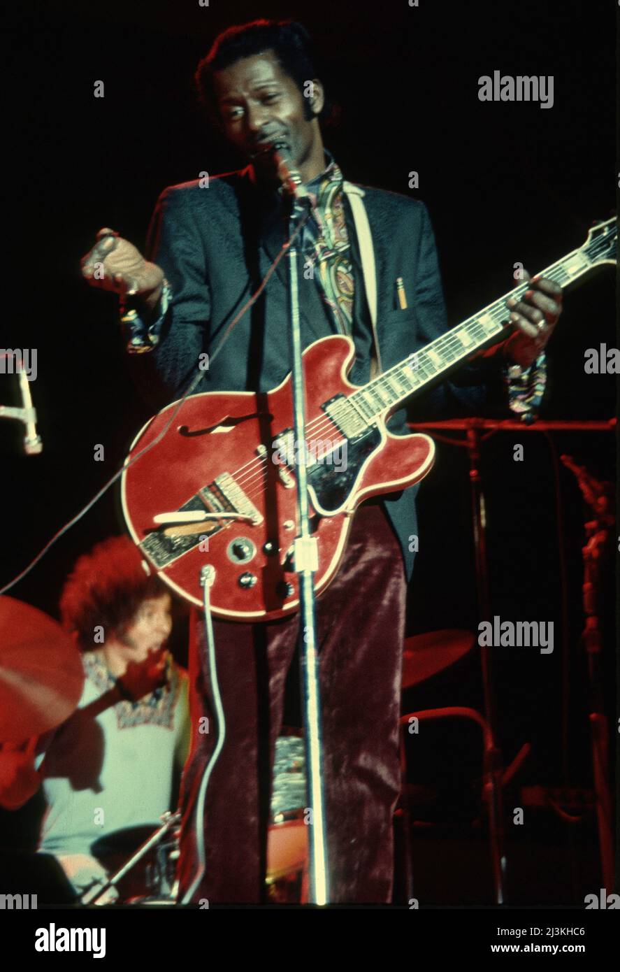 Chuck Berry performs in concert during the 1970's Credit: Jeffrey Mayer ...
