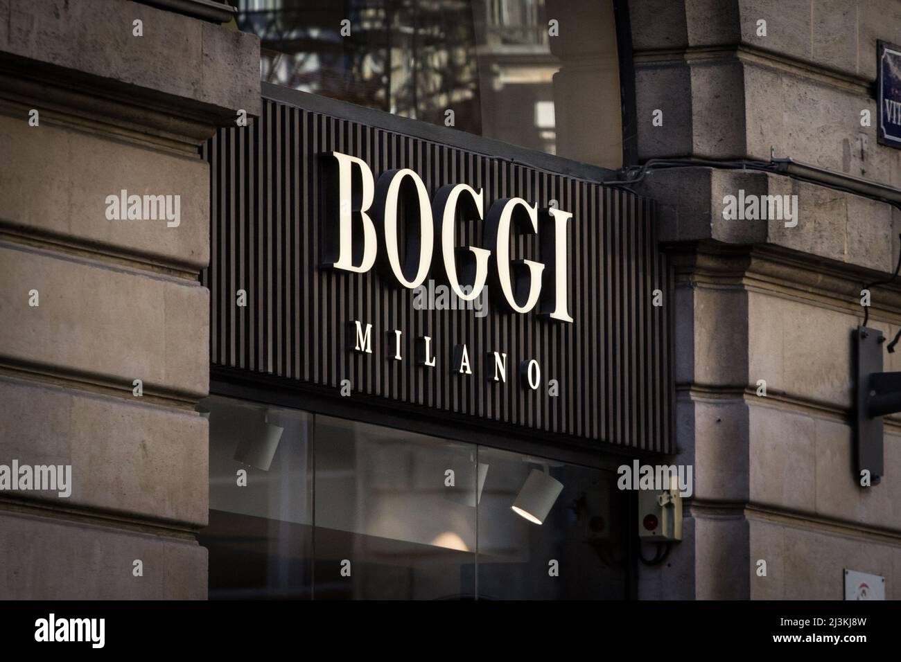 Picture of a sign with the logo of Boggi Milano taken on their main ...