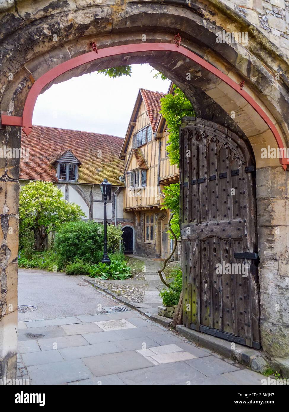 The medieval Prior's Gate at Winchester Cathedral Close in Winchester ...