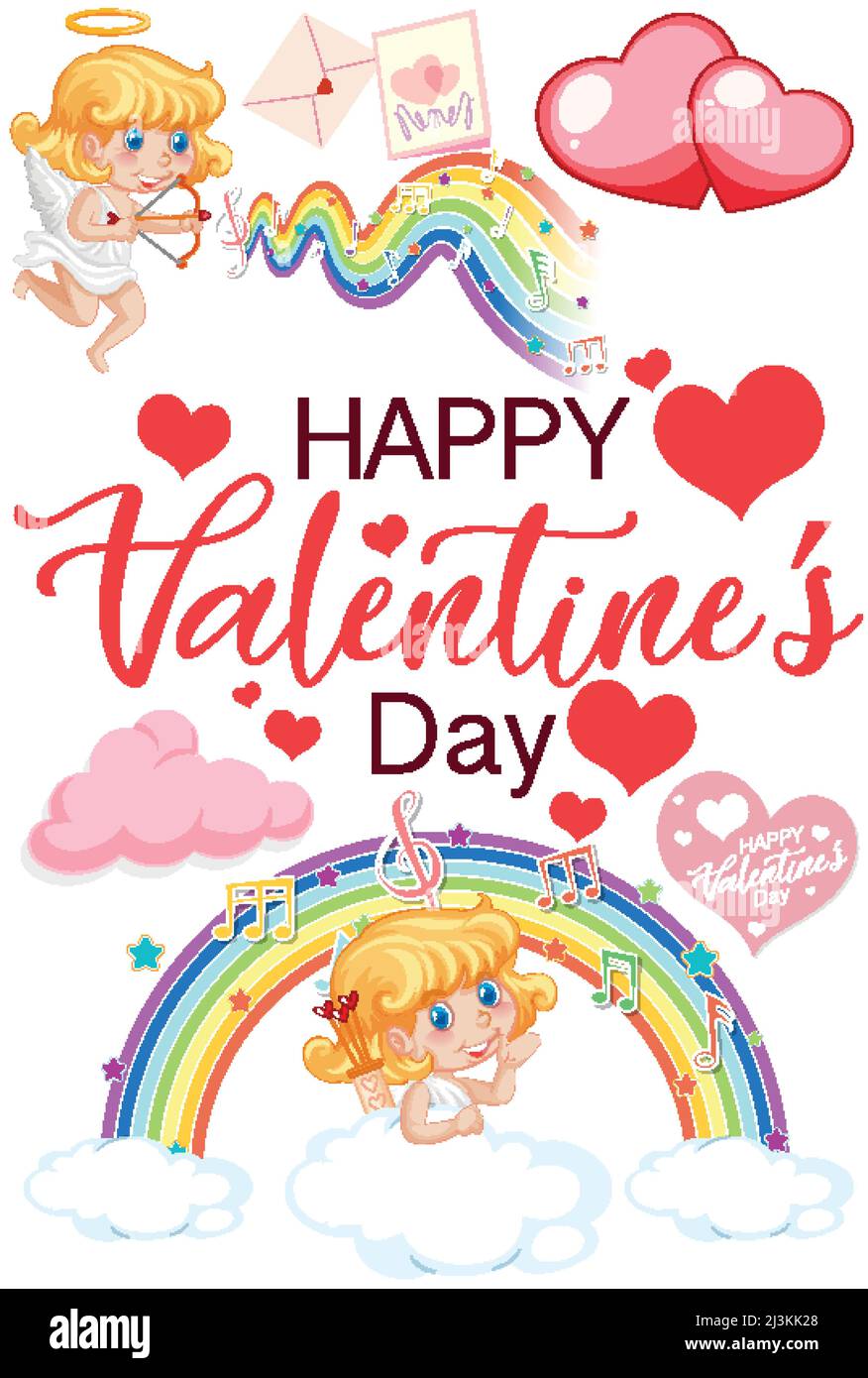 Valentine theme with cupid and rainbow illustration Stock Vector Image ...