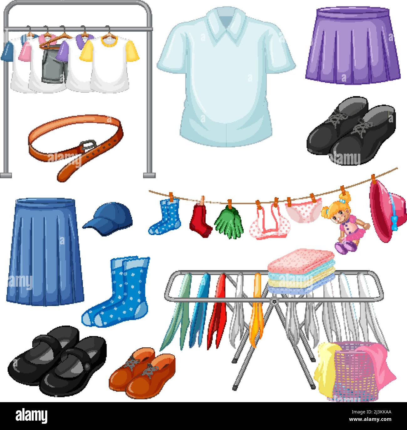 A set of different cloth on white background illustration Stock Vector ...