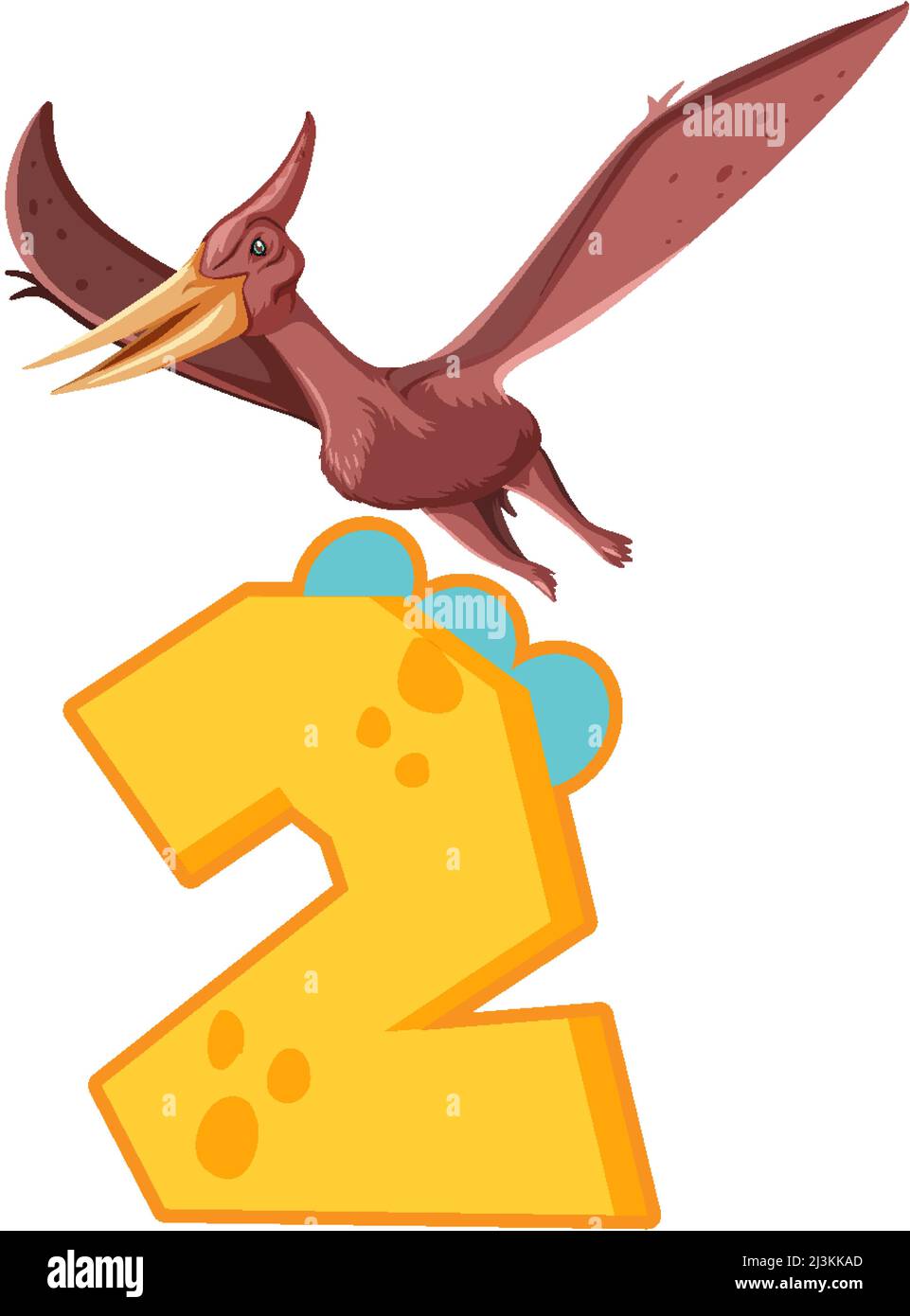 A dinosaur with number two cartoon illustration Stock Vector Image ...