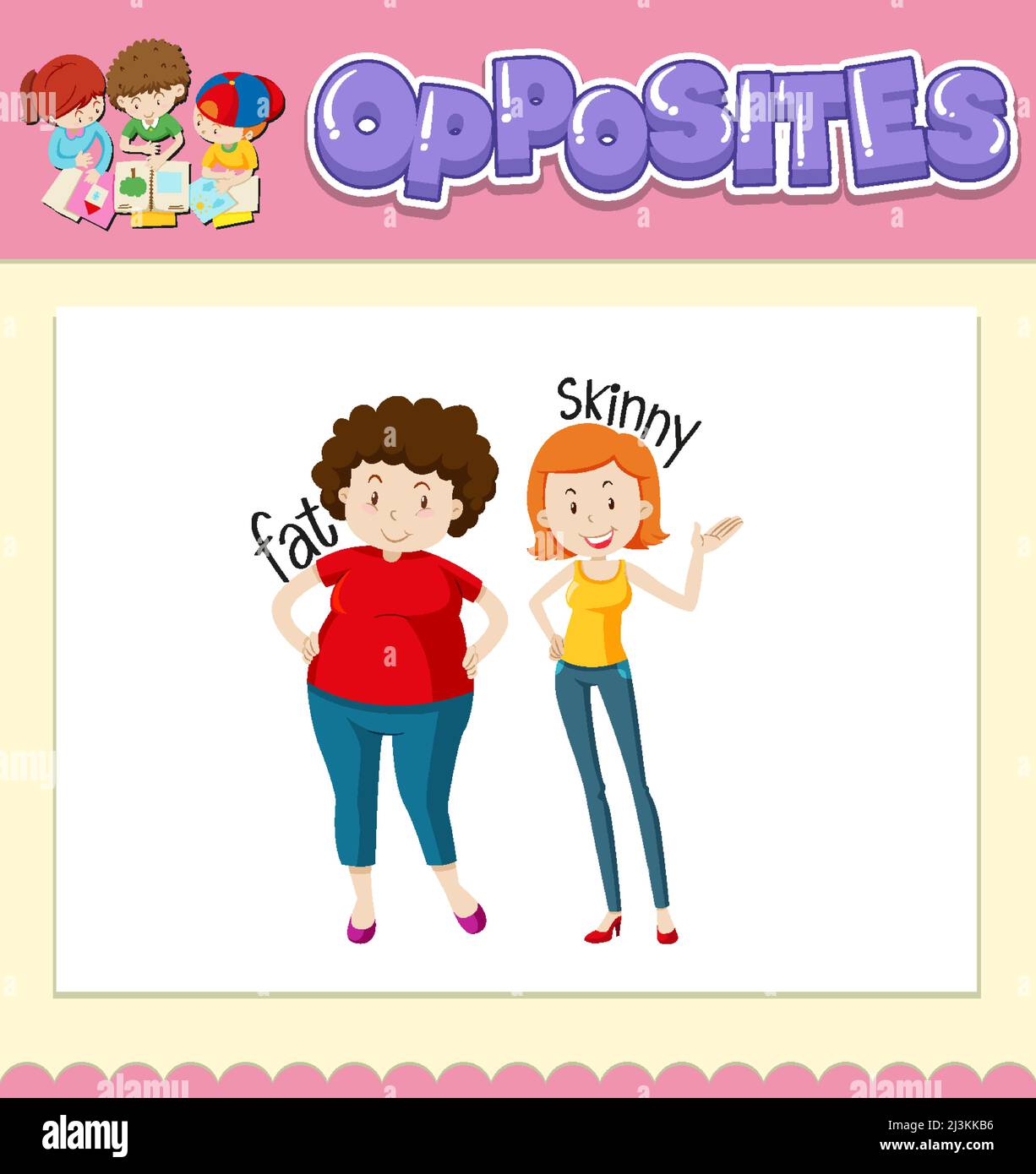 Opposite words for fat and skinny illustration Stock Vector Image & Art ...